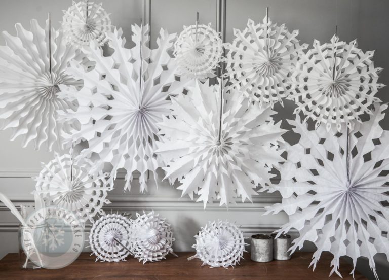 Pack of 12 Paper Snowflake Christmas Hanging Decorations | The Paper ...