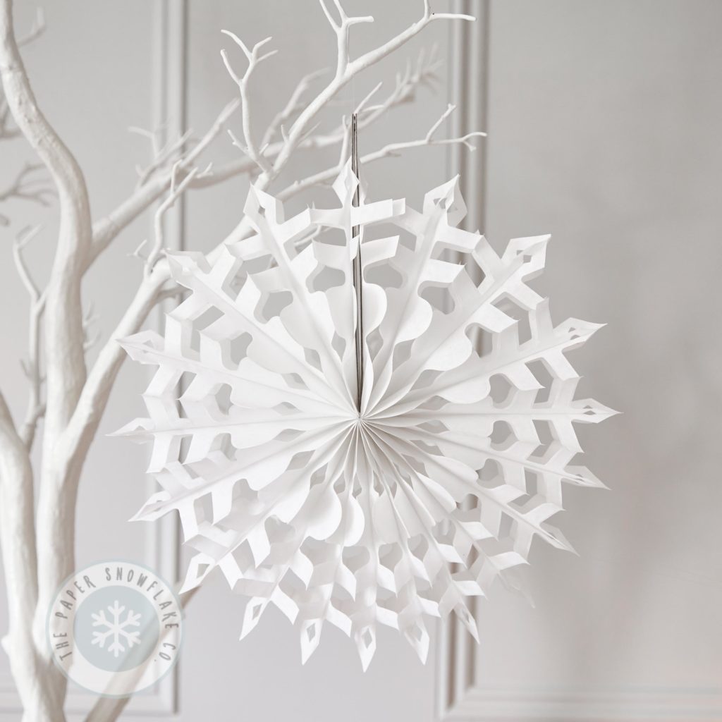Pack of 12 Paper Snowflake Christmas Hanging Decorations | The Paper ...