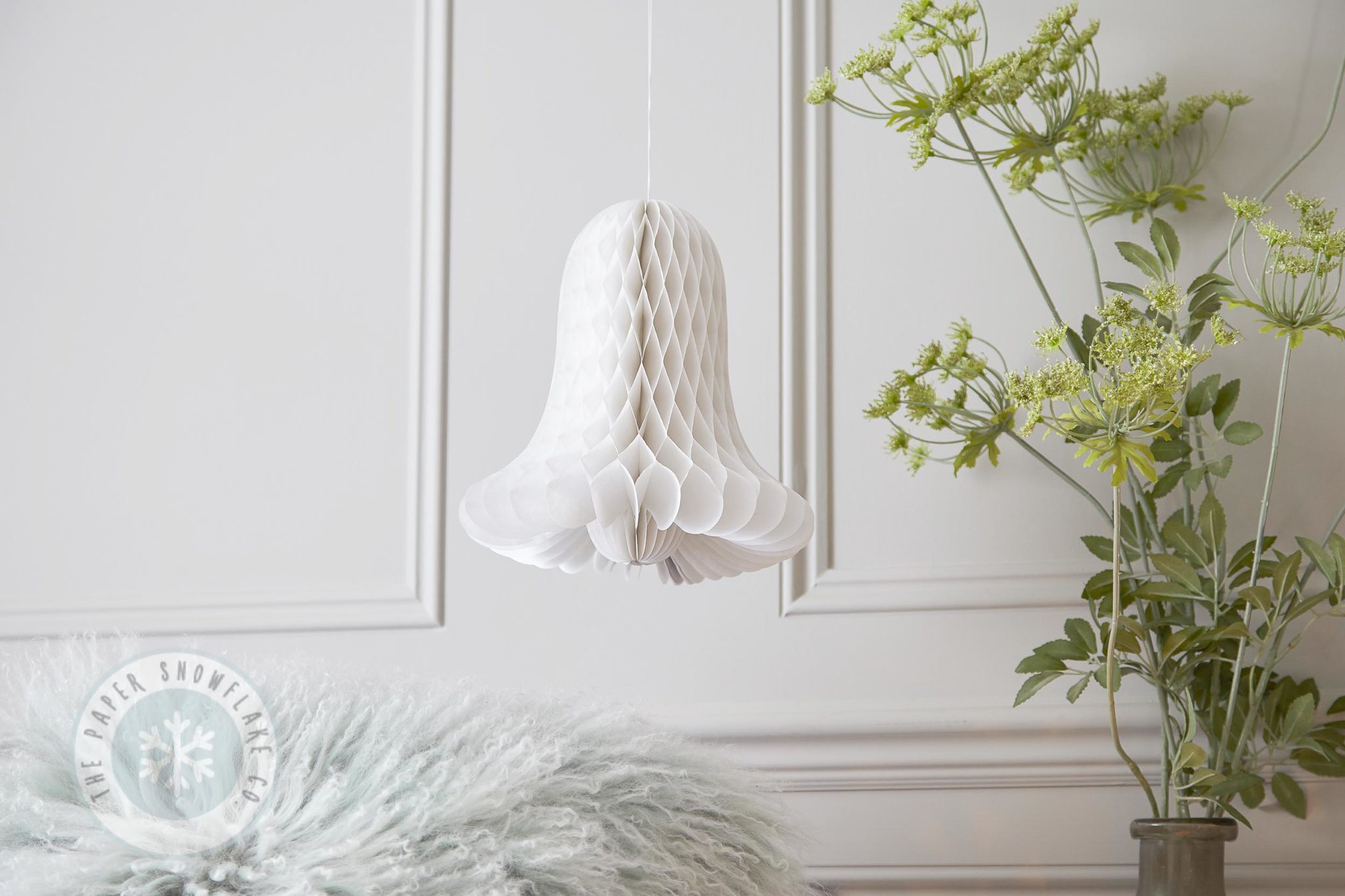 Paper 3D Hanging Bell Decoration – White | The Paper Snowflake Company