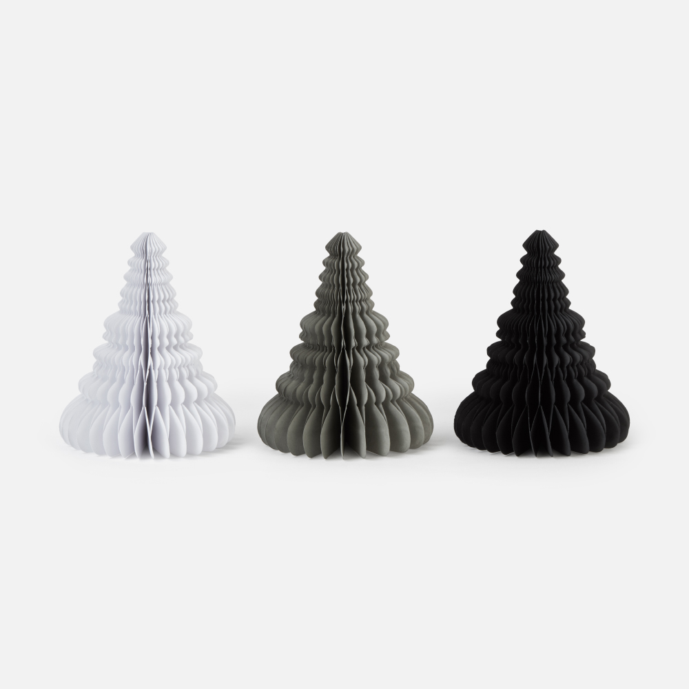 Pack of 3 Honeycomb Tree Decorations, 10, 20 or 32cm in Monochrome ...