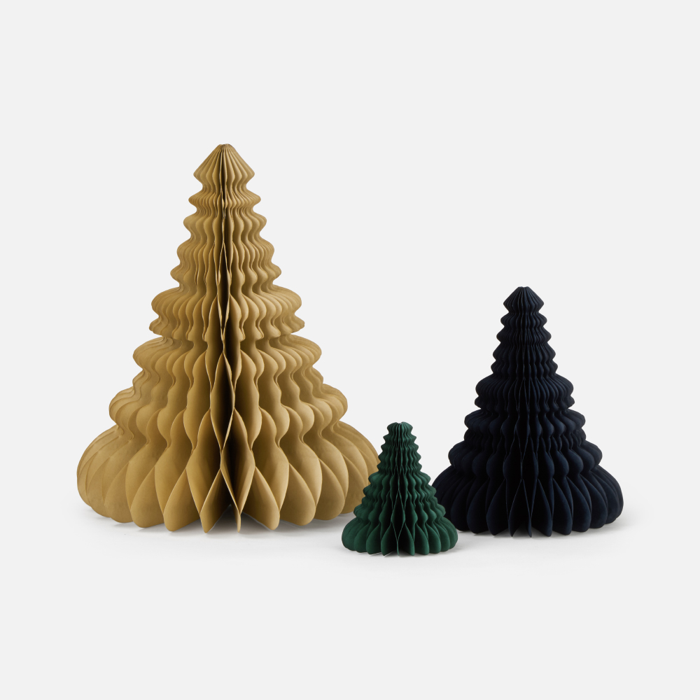 Trio of Honeycomb Tree Decorations , 10-30cm in Christmas Colours | The ...