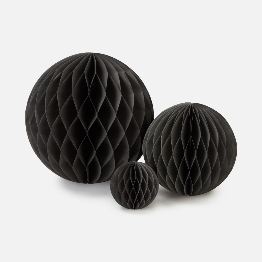 Trio of Honeycomb Ball Decorations , 10-30cm in Monochrome Colours ...